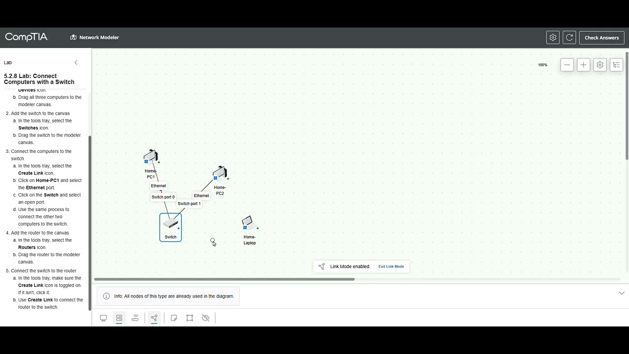 CompTIA A+ 5.2.8: Connect Computers with a Switch (Silent Walk Through)