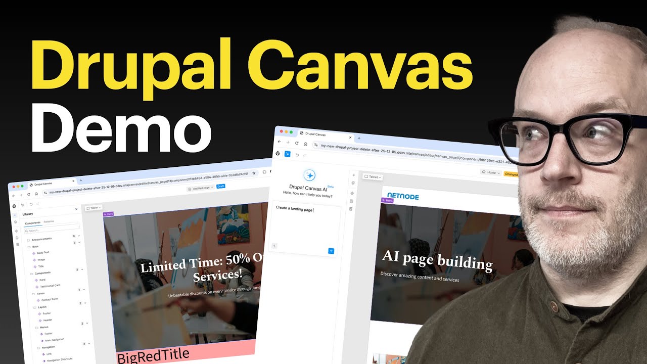 Drupal Canvas Demo - watch out WordPress/Webflow/Squarspace/Wix developers