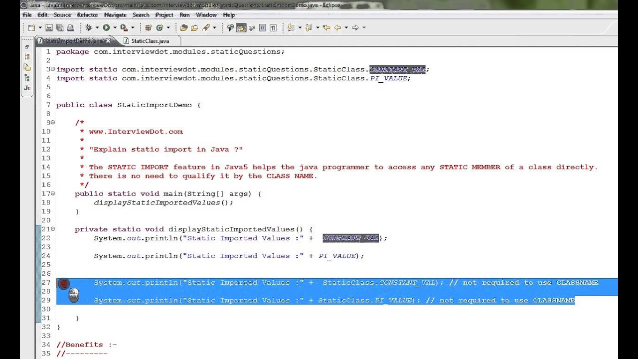 WHAT IS STATIC IMPORT IN JAVA DEMO