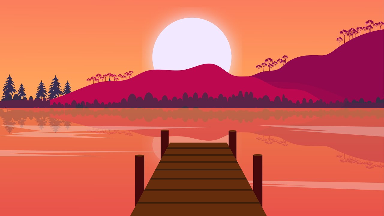 How to design Flat landscape Wallpaper in adobe illustrator | Adobe Illustrator Tutorial