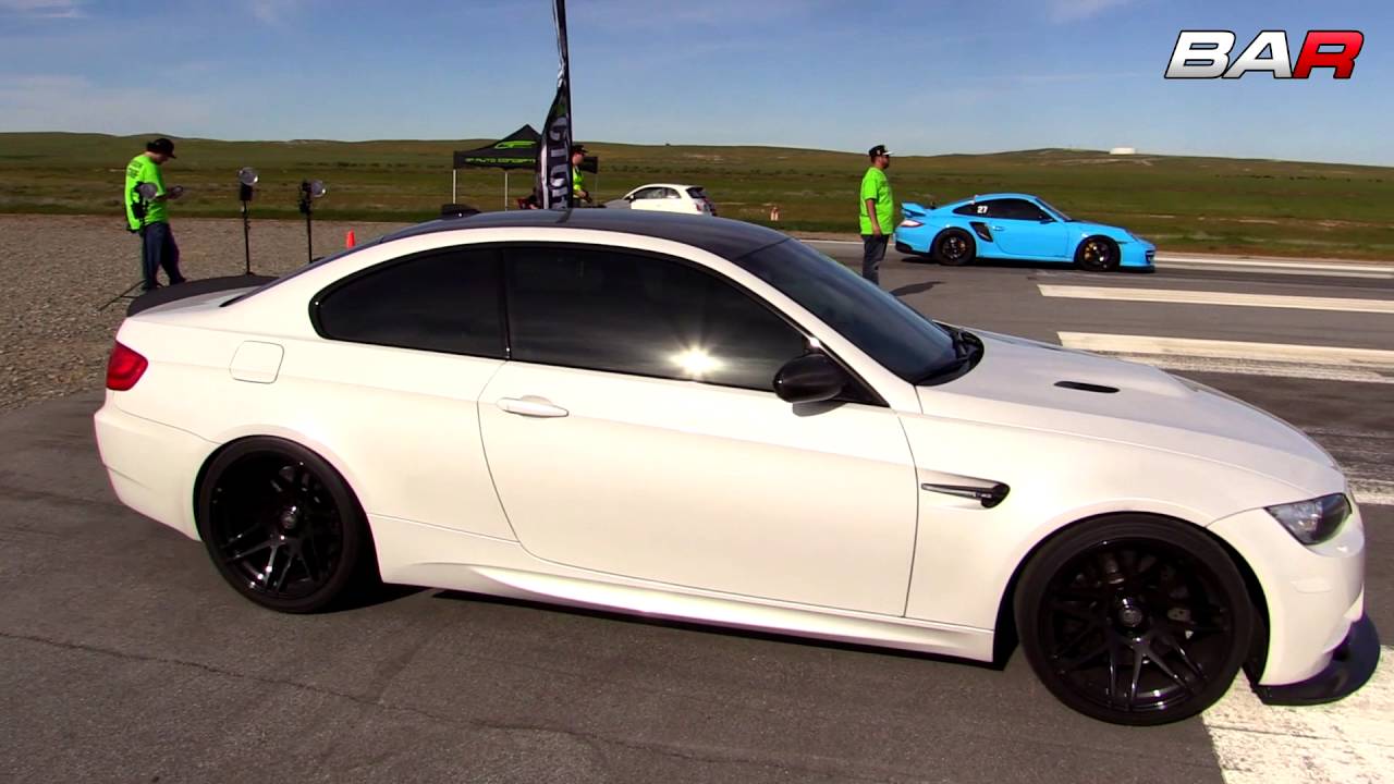 625 HP Supercharged E92 BMW M3 Drag Races Heavily Tuned 997 Porsche 911 ...
