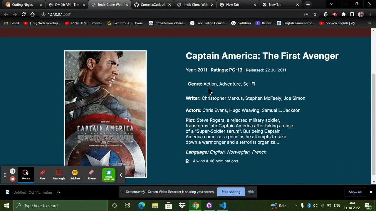 A basic imdb clone website using html css and javascript