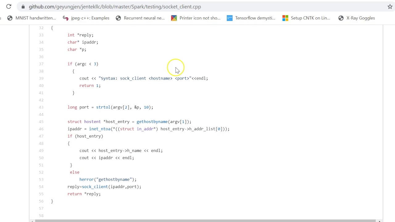 Network Streaming Test Client Code Description C++ main function