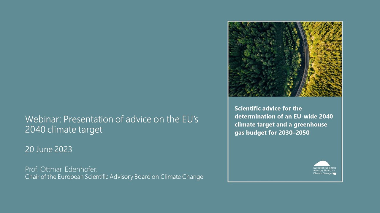 Webinar  Presentation of advice on the EU’s 2040 climate target