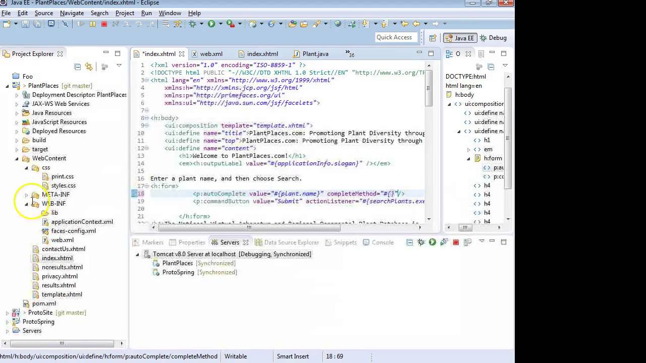 Add a PrimeFaces autoComplete widget to JSF page
