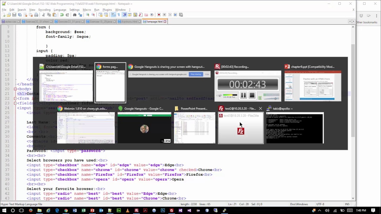 Web Programming 1 - Chapter 9 Part 3 Form Actions - Fall 2016