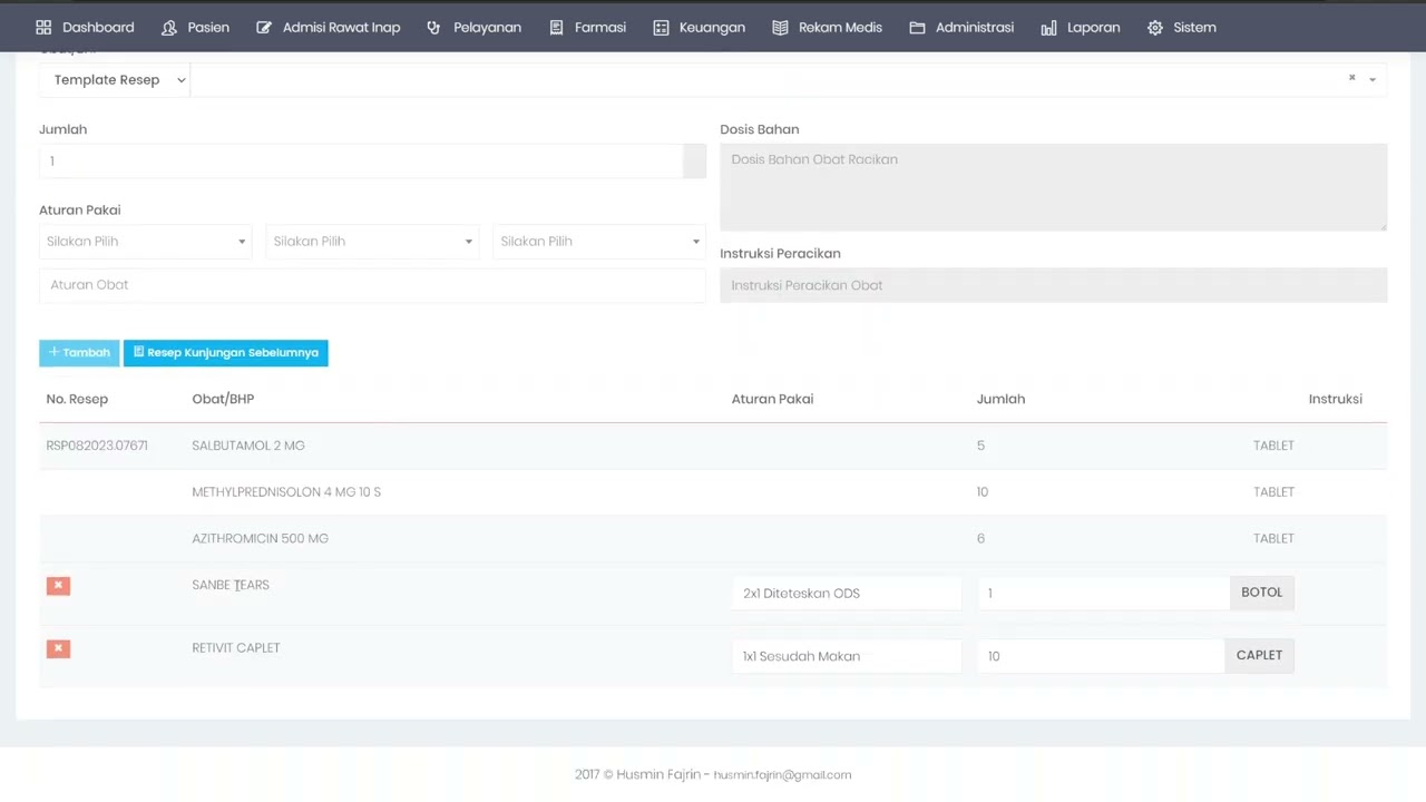 SIMRS MEDION - Template Resep
