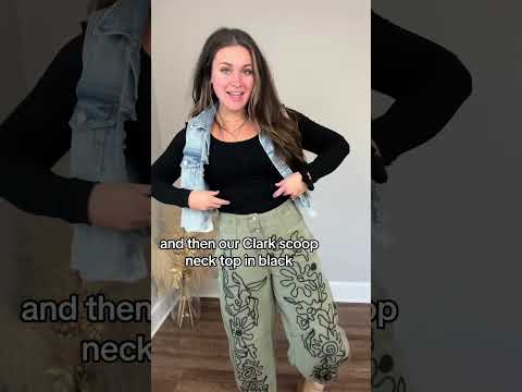 Friday OOTD: Malone Embroidered Pants + Chase Denim Vest (S-3X) + Clark Scoop Neck Top (S-3X) +