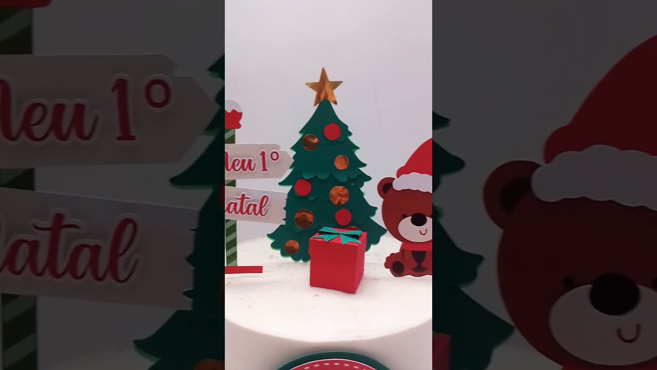 Topo de bolo 3d Premiun Ursinho Natalino