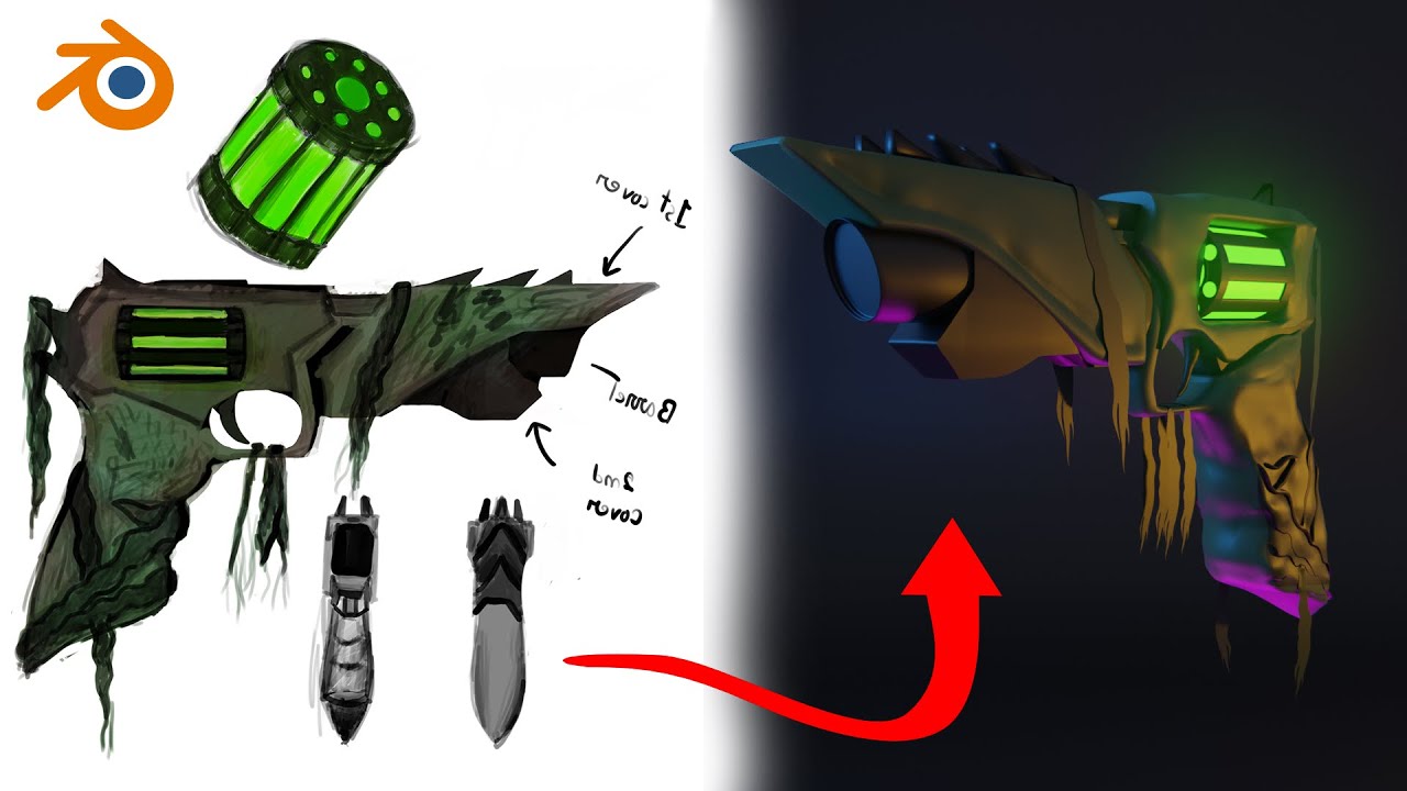 SCI-FI GUN 3D SPEED Modelling | Timelapse | Blender + SHORTCUTS