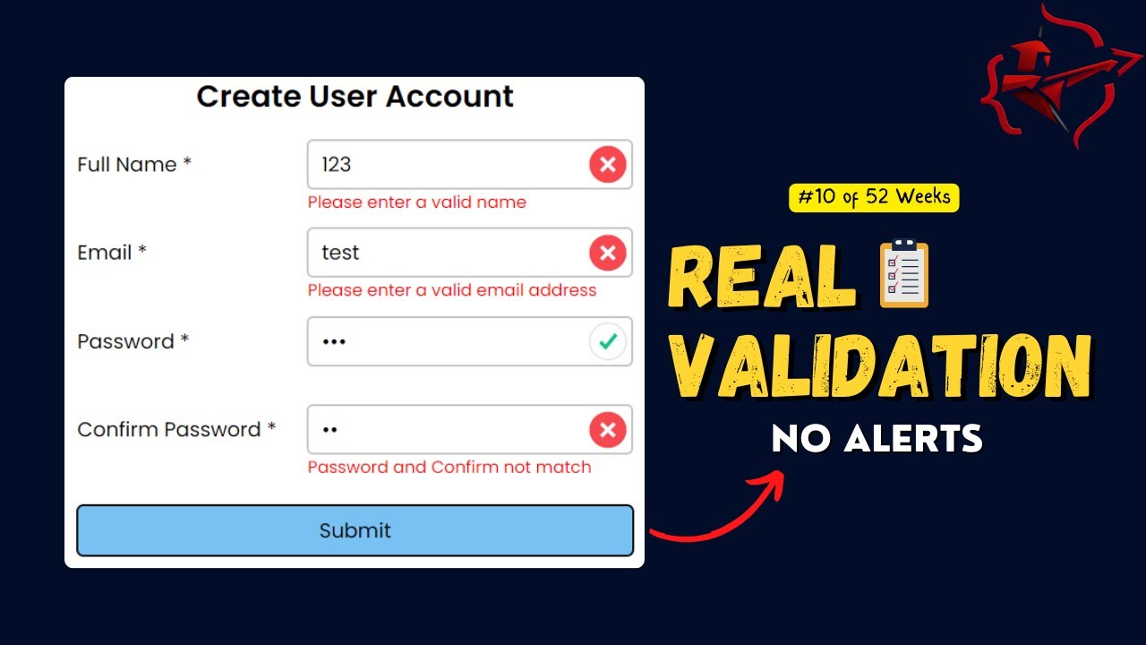 JavaScript Form Validation Project (With Regex & Real Errors)