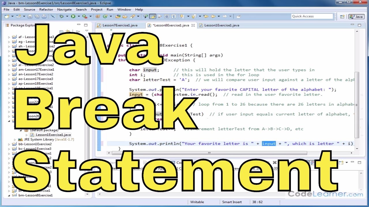 Learn Java Programming - Exercise 08x - Java Break Statement