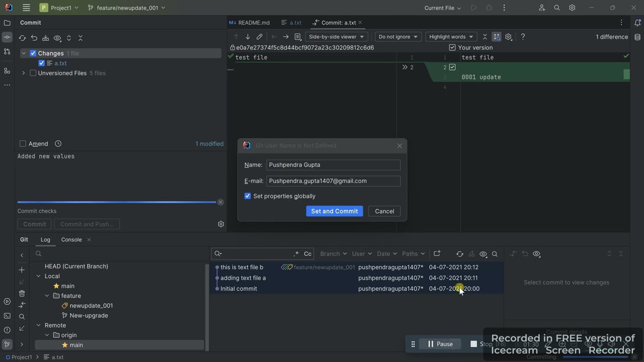 005 Push new Branch from intellij idea to github