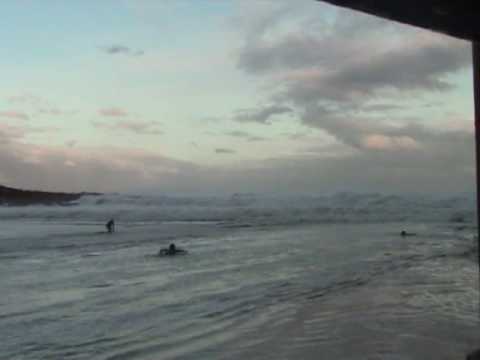 Surfing at Onrusriver during stormy weather