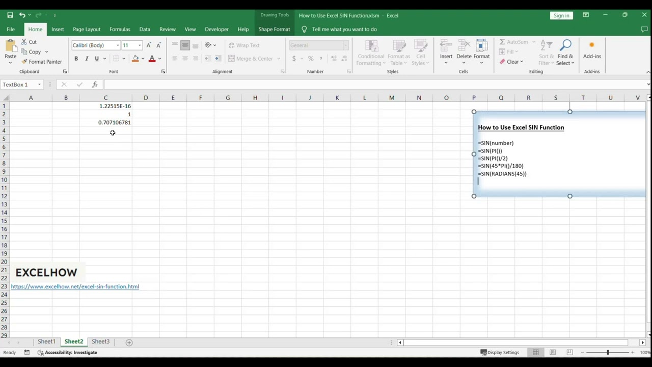 How to Use Excel SIN Function
