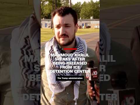 Mahmoud Khalil speaks after being released from ICE detention center