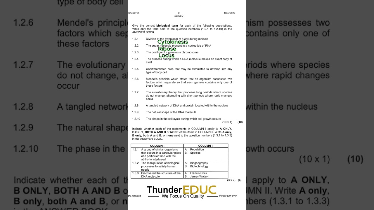 Life sciences paper 2 grade 12 biological terms thundereduc