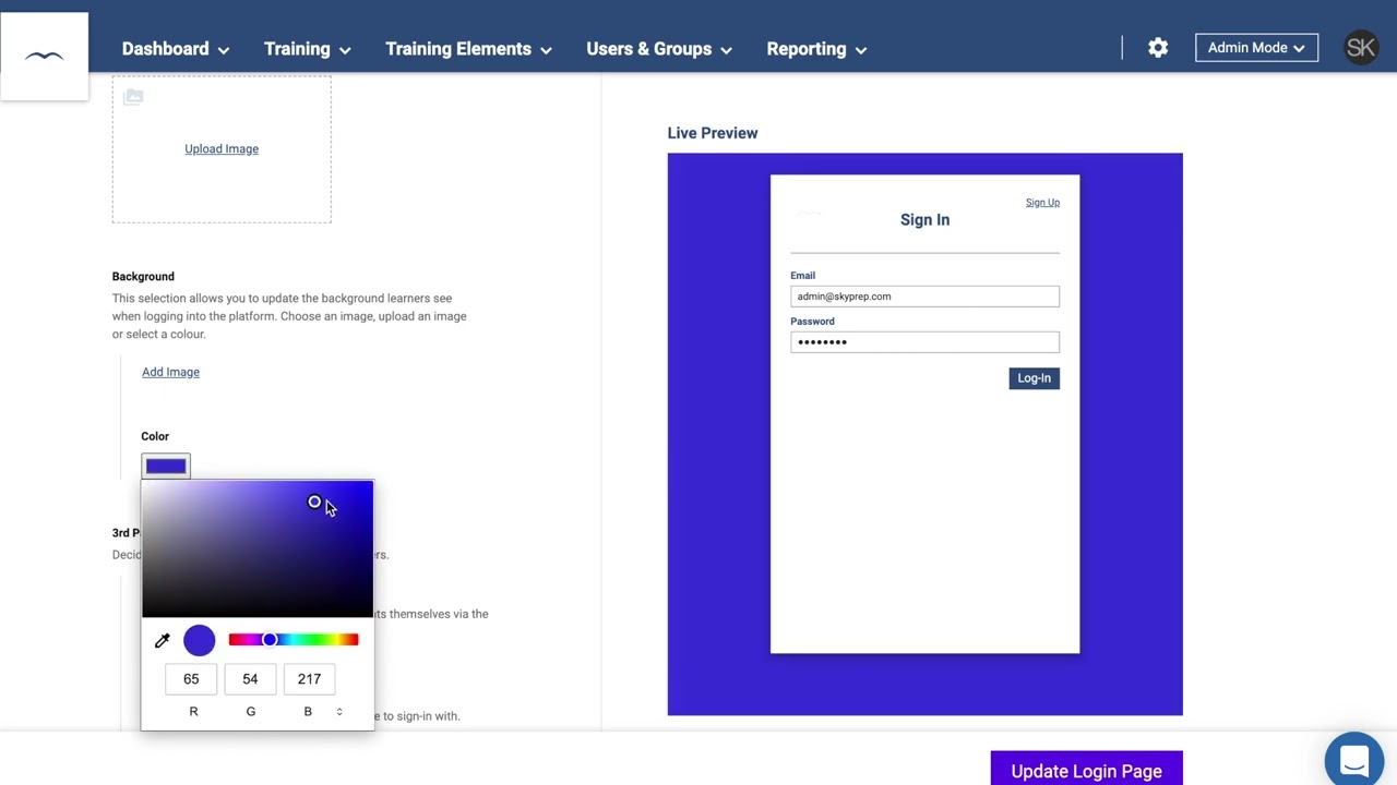 SkyPrep: Login Form Customization