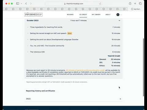 How to use The Informed SLP's Continuing Education Tracking Feature