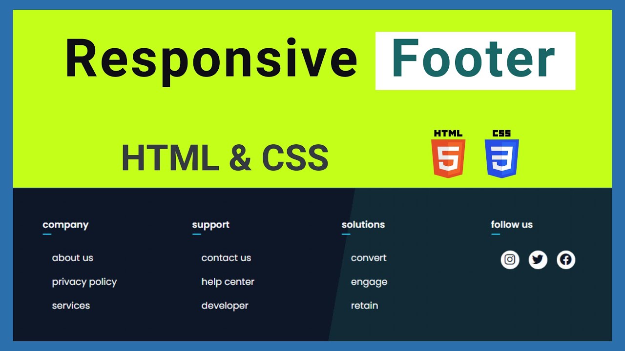 Responsive Footer Using HTML & CSS | Simple Footer
