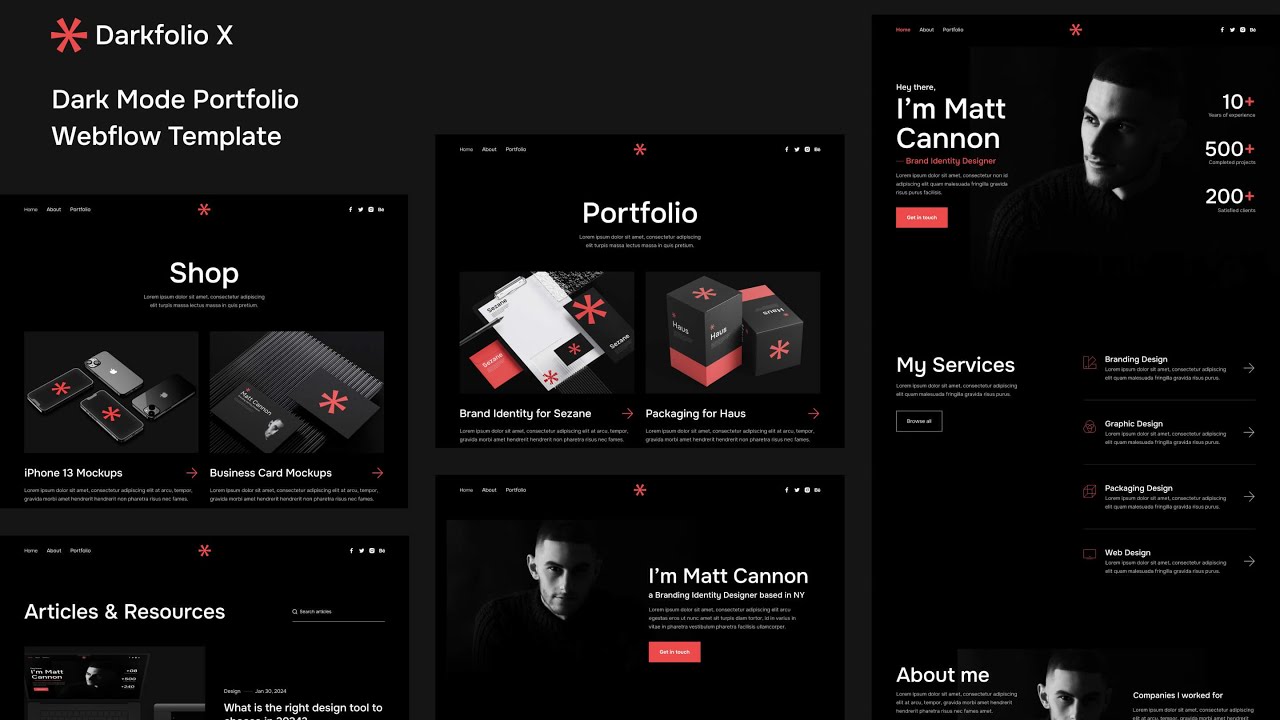 Darkfolio X - Dark Mode Design Portfolio Webflow Template | BRIX Templates