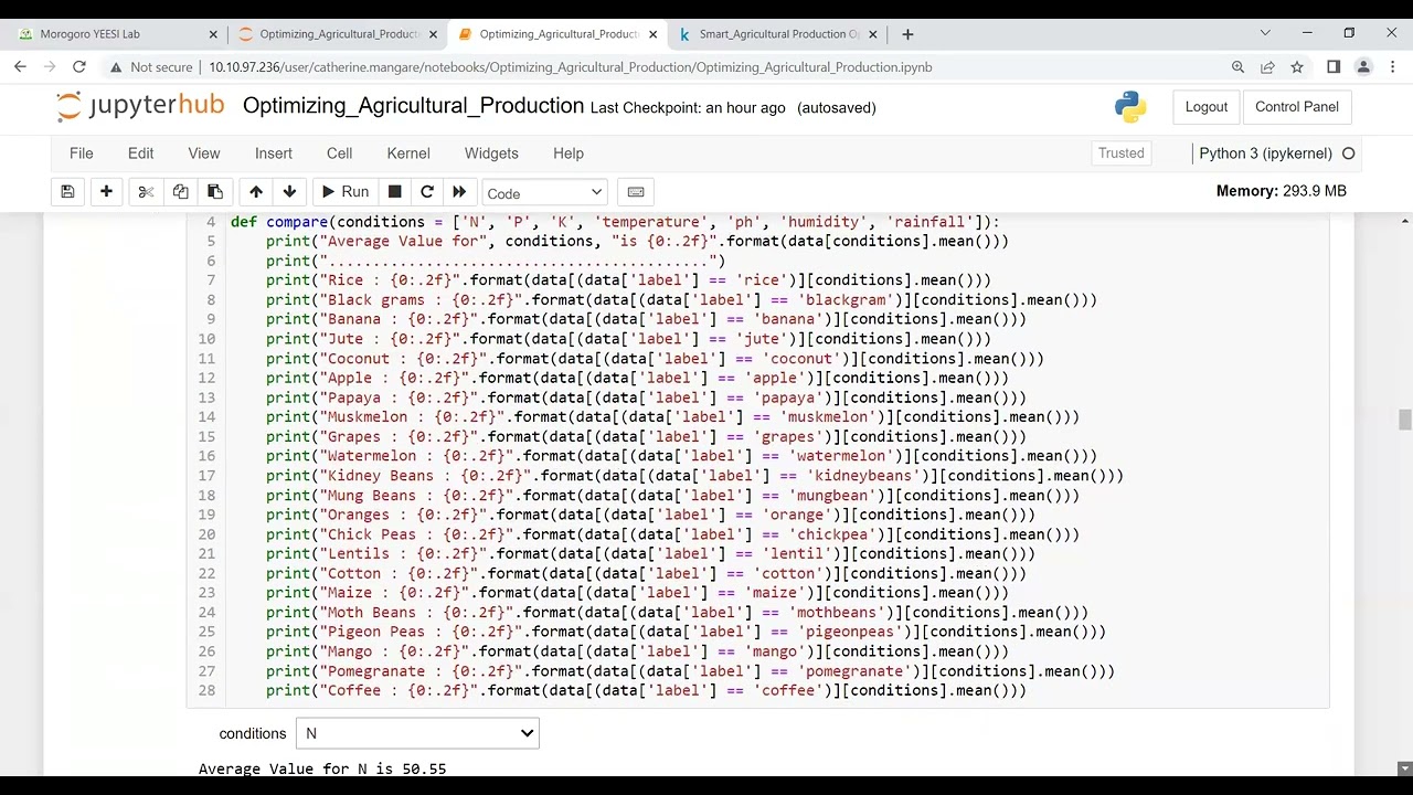 YEESI103-Machine Learning in Agriculture - Optimizing Agriculture Production