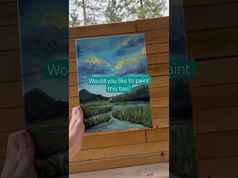 Spring Painting Idea - spring art idea. Learn to paint this spring creek acrylic painting #acrylics