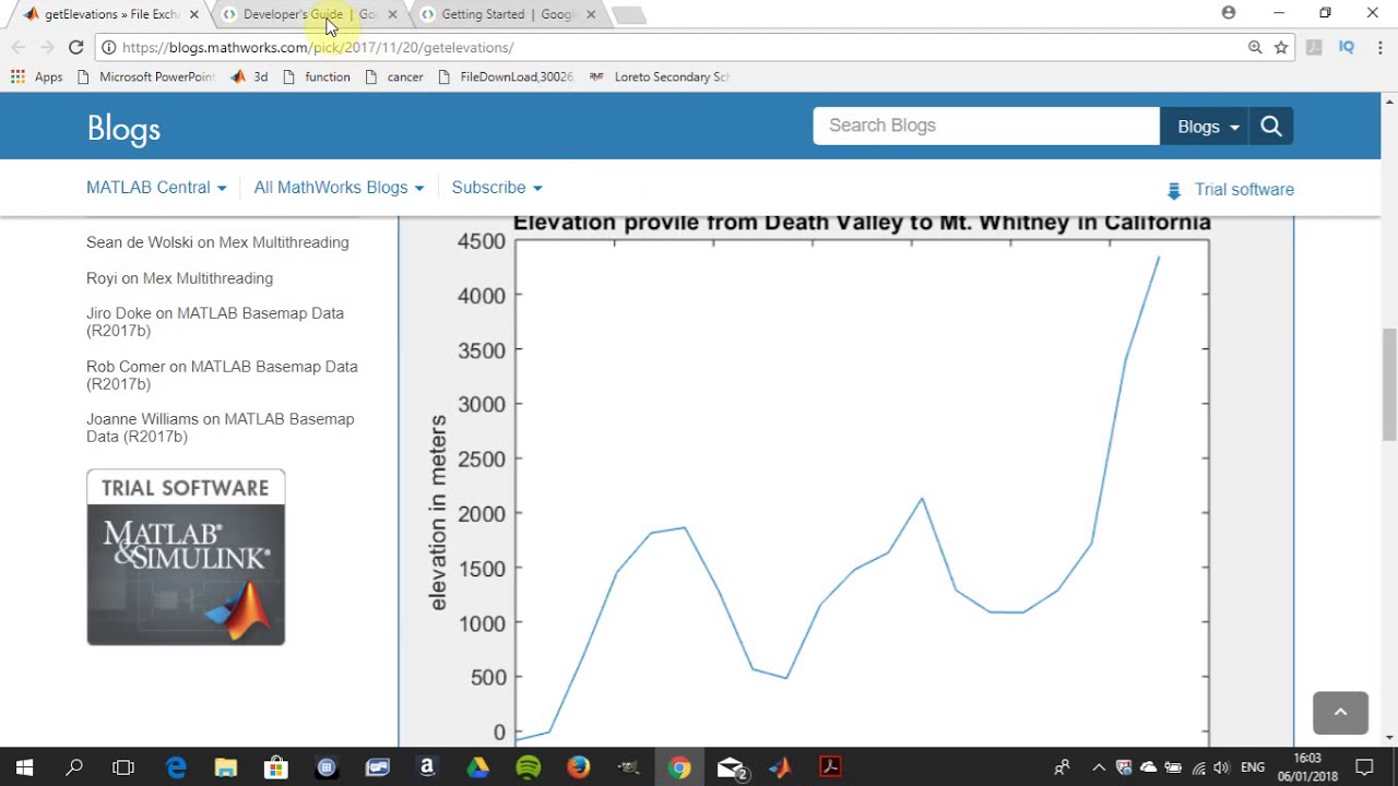 Using  Google Maps Elevation API  in Matlab