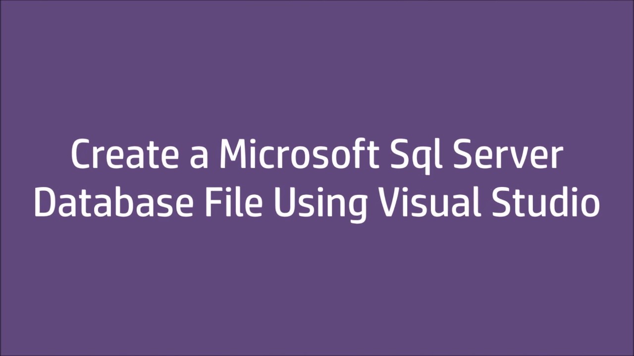 Create Sql Server Database File Using VisualStudio 2015