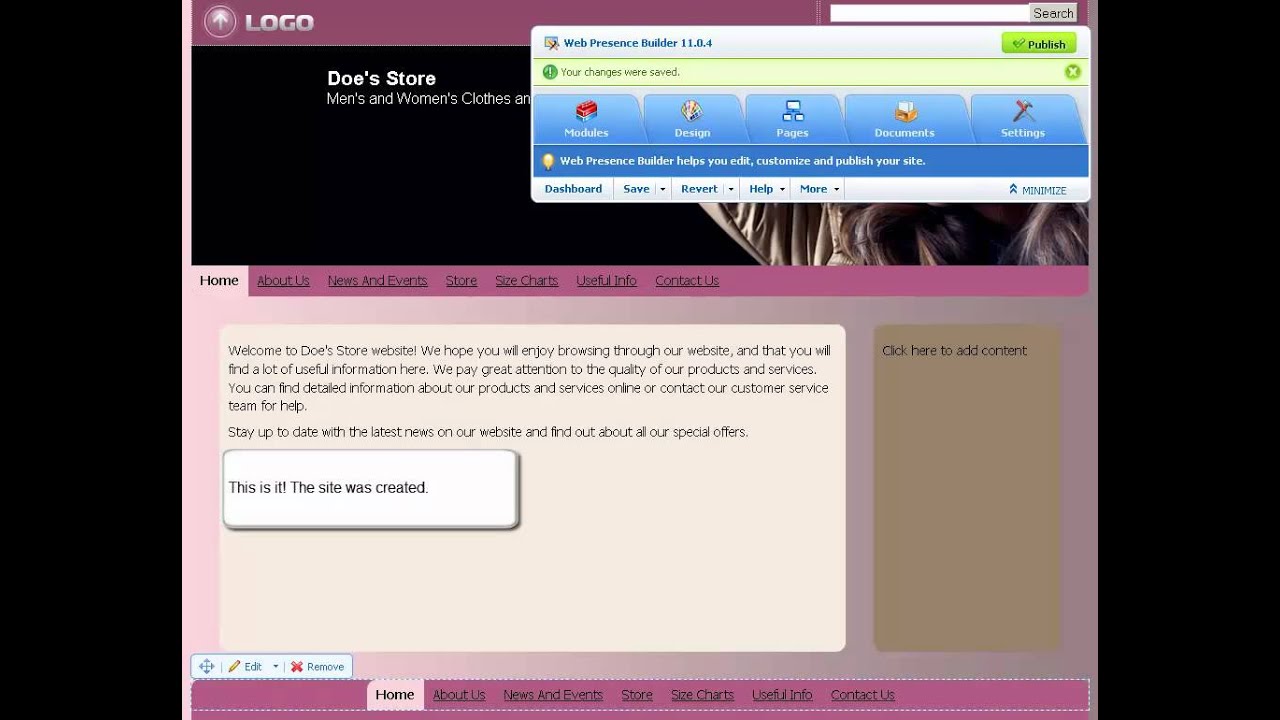 Using the Web Presence Builder