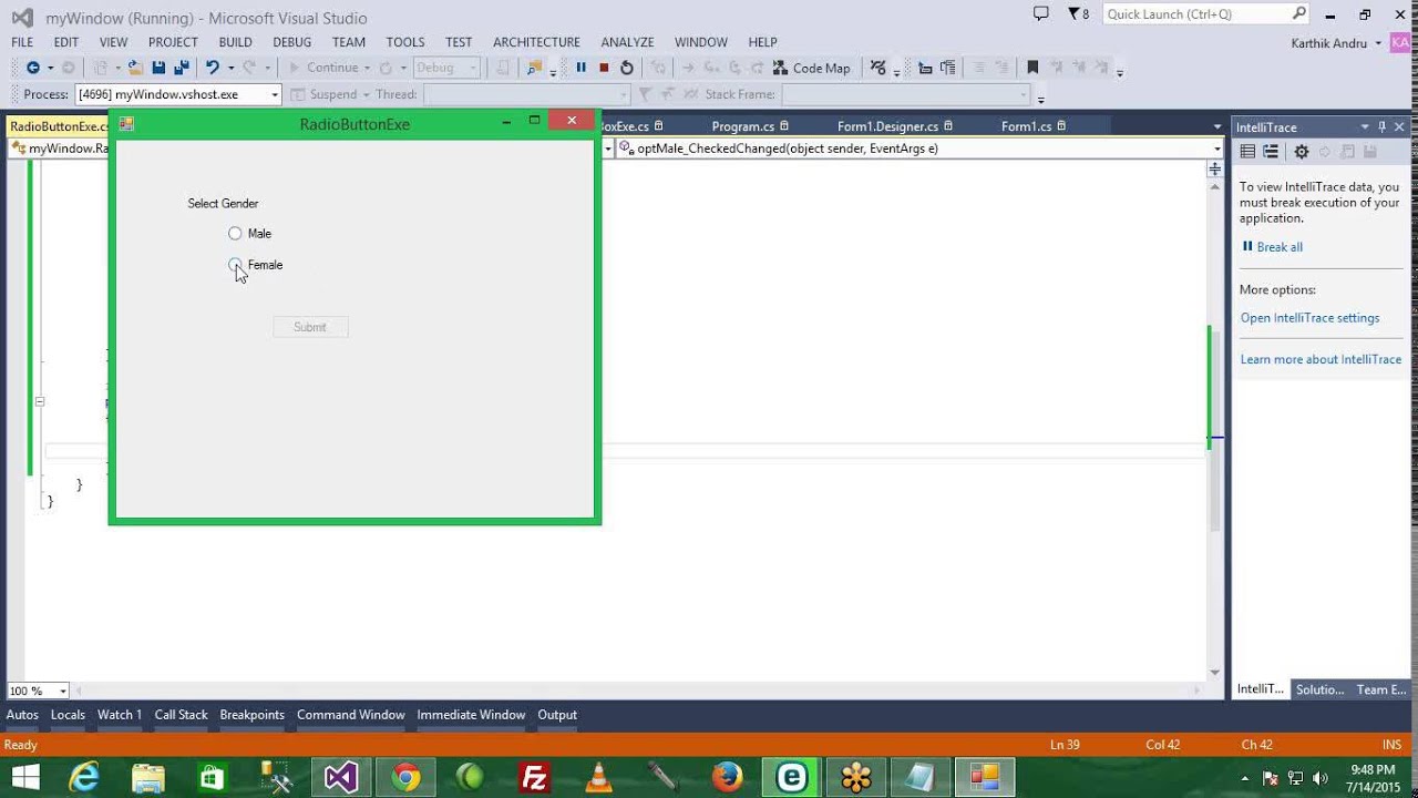 C# Windows Application Online Class Day 5 - Working With Radio Button
