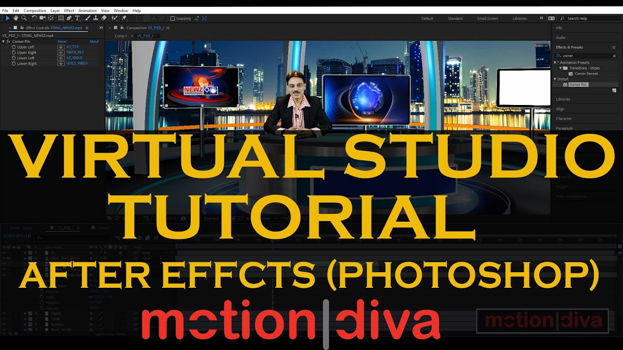Virtual set Tutorial After effects Photoshop chroma background