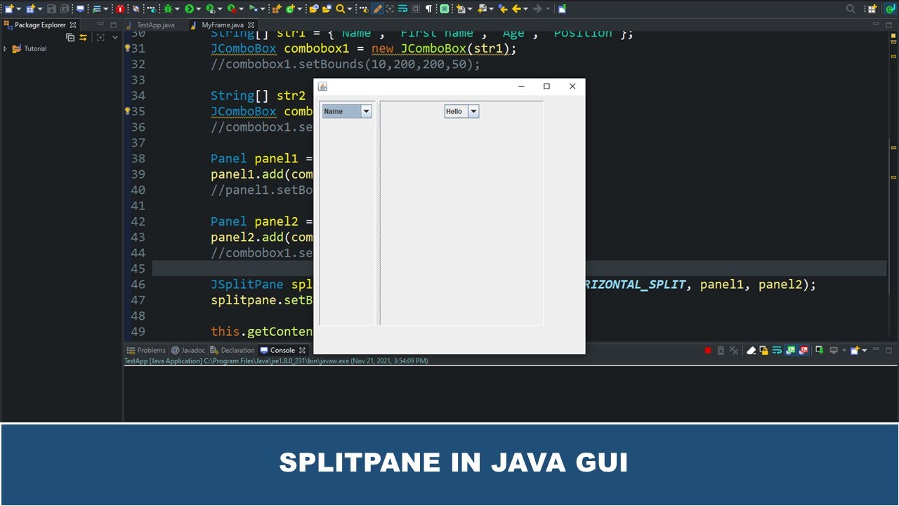 Java GUI Tutorial #66 - Create a SplitPane Using JSplitPane Class In Java GUI Swing