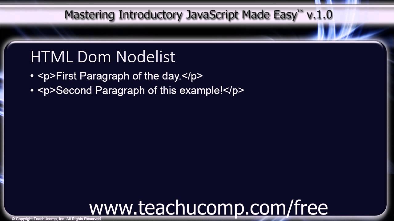 JavaScript Training Tutorial HTML DOM Nodelist