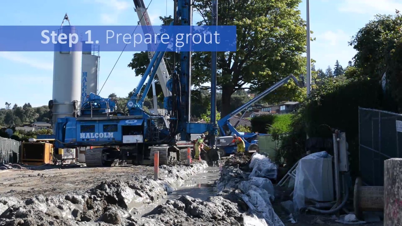 Construction shoring method: soil mix wall
