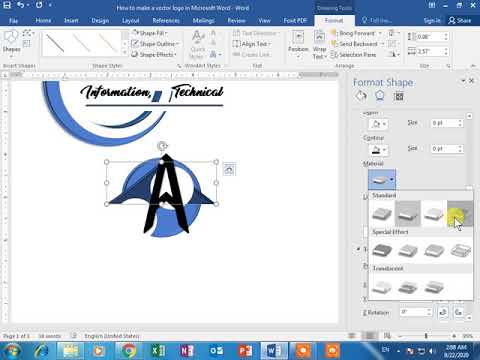 How to make a vector logo with text in Microsoft Office 2016, 2013, 10 and 07?