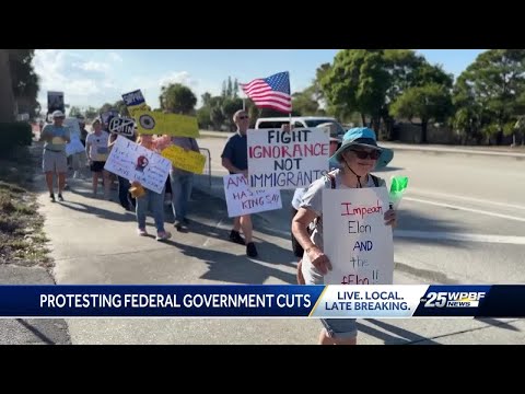 Group marches to Mar-a-Lago to protest President Trump, DOGE