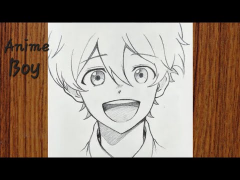 Easy anime sketch || How to draw Happy boy step-by-step