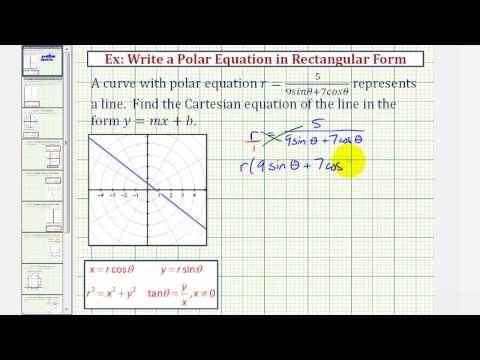 Ex: Write a Polar Equations of a Line as a Cartesian (Rectangular ...