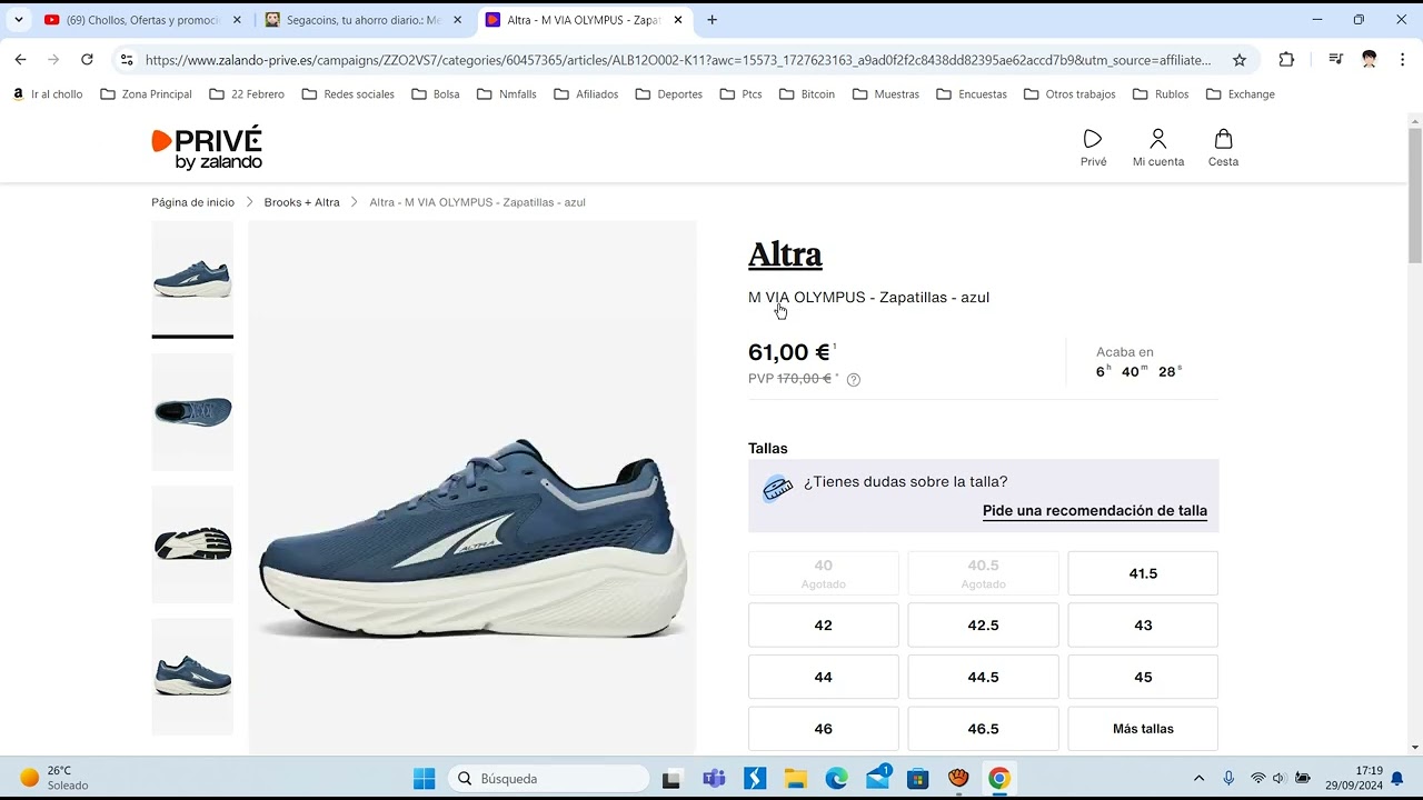 👟 ¡Oferta Zalando prive! Zapatillas Hombre Altra VIA OLYMPUS barato 61€ ¡64 DTO! Opinión 👟