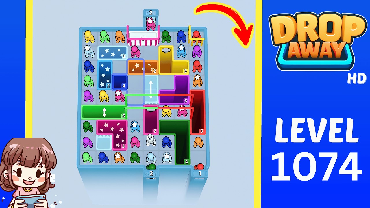 Drop Away Level 1074 Solution Walkthrough