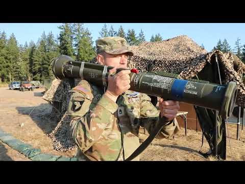 Demonstration of operating AT4 anti-tank weapon