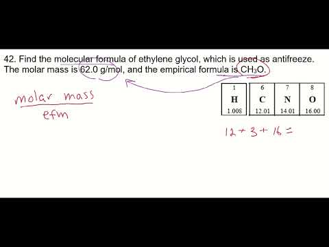42. Find the molecular formula of ethylene glycol, which is used as antifreeze.