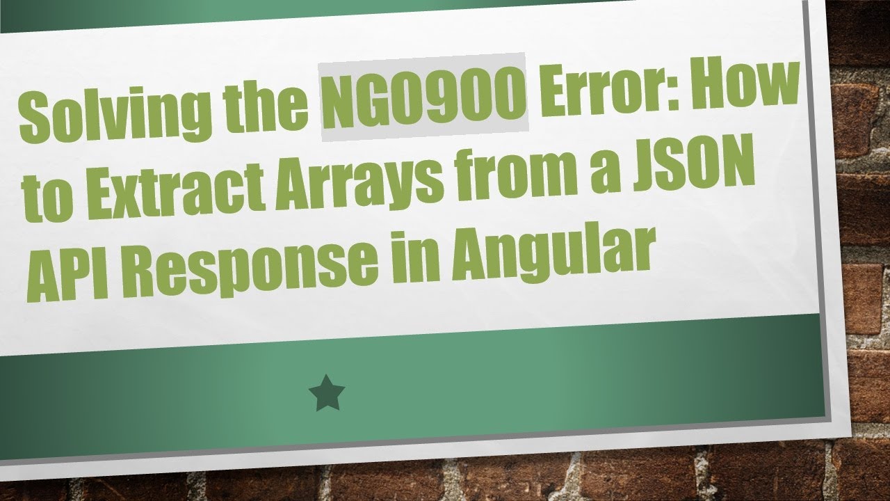 Solving the NG0900 Error: How to Extract Arrays from a JSON API Response in Angular