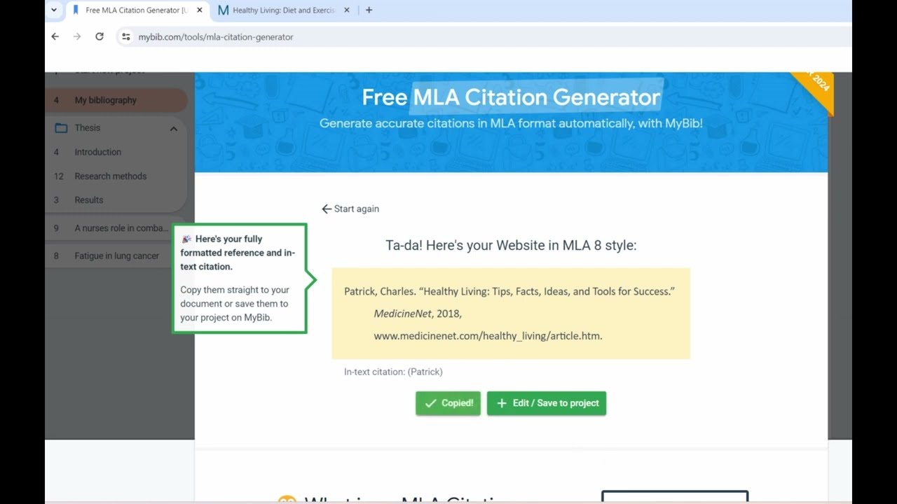 MLA CItation Generator Website