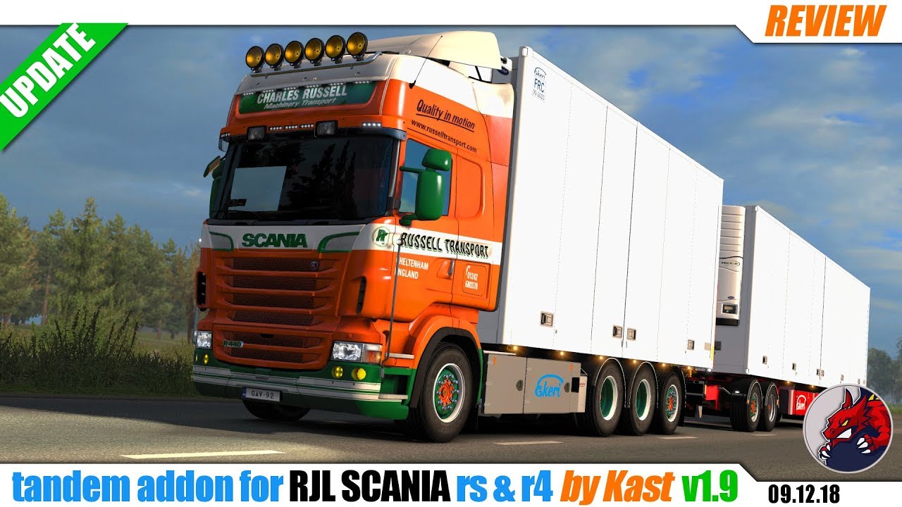 Kraker/NTM/Ekeri Tandem addon for RJL Scania rs&r4 by Kast v1.9 (1.33) - ETS 2