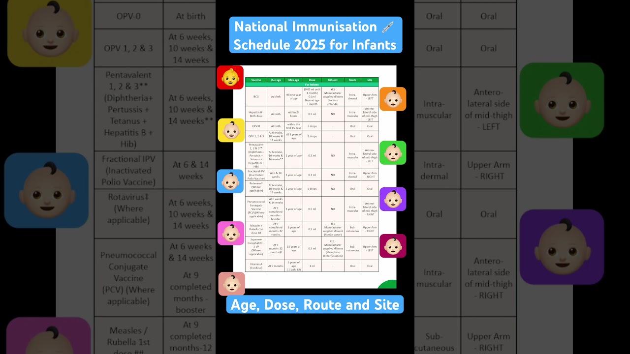 National Immunisation schedule for Infants-India 🇮🇳 2025 #immunisation #vaccination #immunization