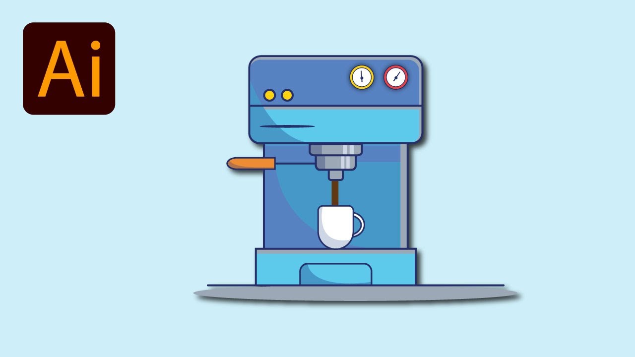 Coffee Machine Illustration for beginners || Adobe illustrator Tutorial 👌