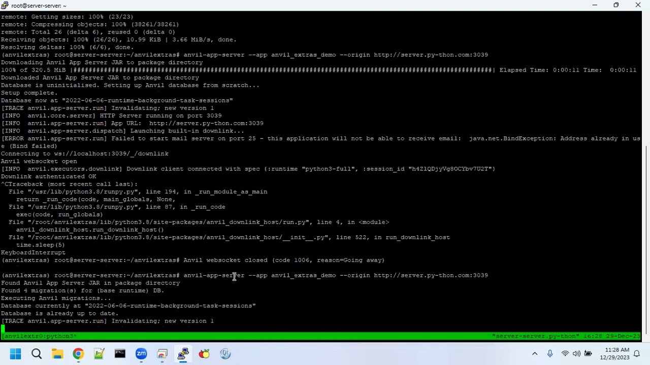 How to install an app dependency in anvil-app-server (anvil extras in this demo)