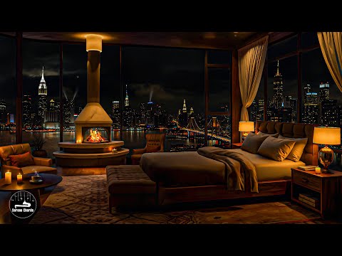 Melodious Jazz Harmony In A Luxurious Apartment - Sweet Jazz & Fireplace Sounds Dispel All Fatigue